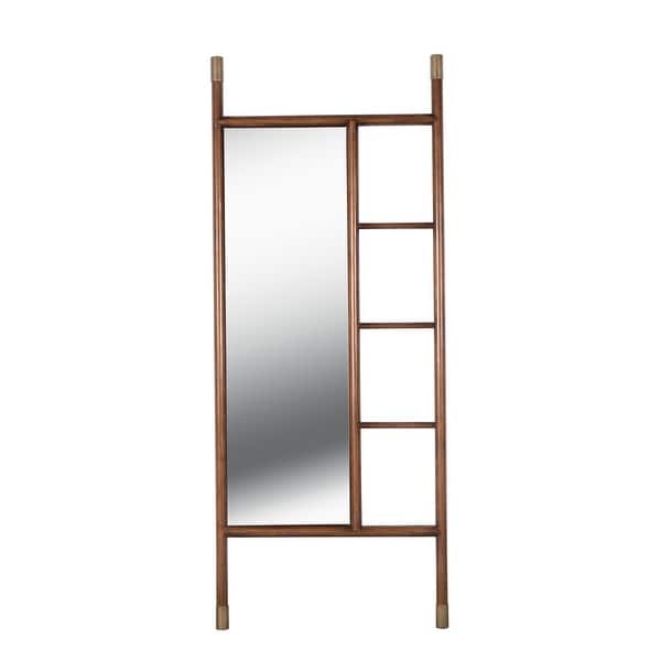 Penie Walnut and Antique Brass Ladder Mirror - Bed Bath & Beyond - 35981760