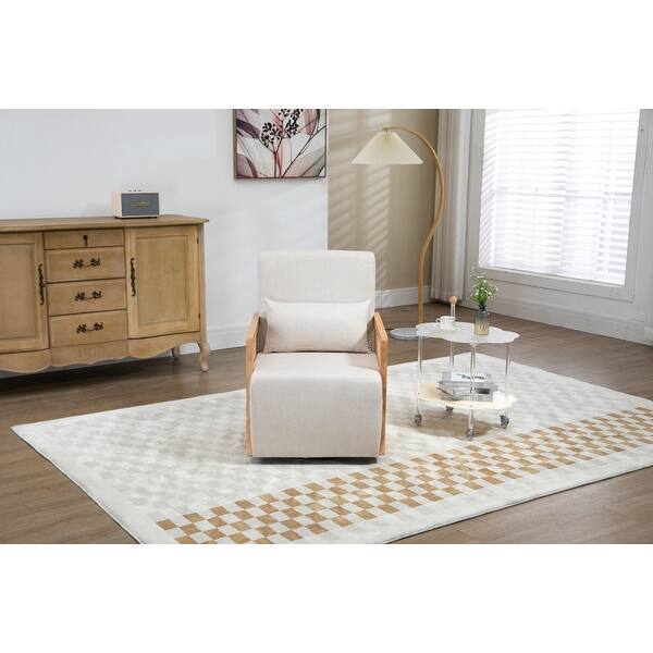 Linen Fabric Accent Arm Chair 360 Degree Swivel Barrel Chair High Back ...