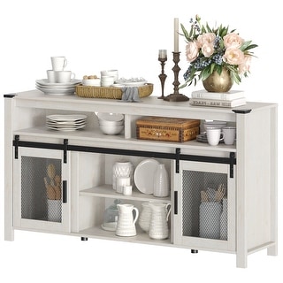 Kitchen Sideboard Buffet Cabinet, Glass Display Cabinet with Storage ...