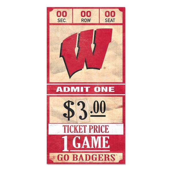 Wisconsin Badgers Ticket Wood Sign, 6" x 12" - Bed Bath & Beyond - 39459801