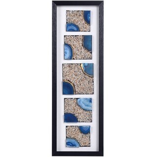 Agate Blue I - Shadow Box Wall Art With Agate Stones - Black Frame ...