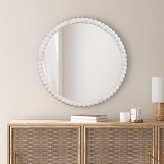 Signature Farmhouse Beaded Round Wall Mirror - Bed Bath & Beyond - 39399235