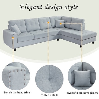 5-6 Seat Retro Sofa with Linen Fabric & Pocket Spring Cushions for ...
