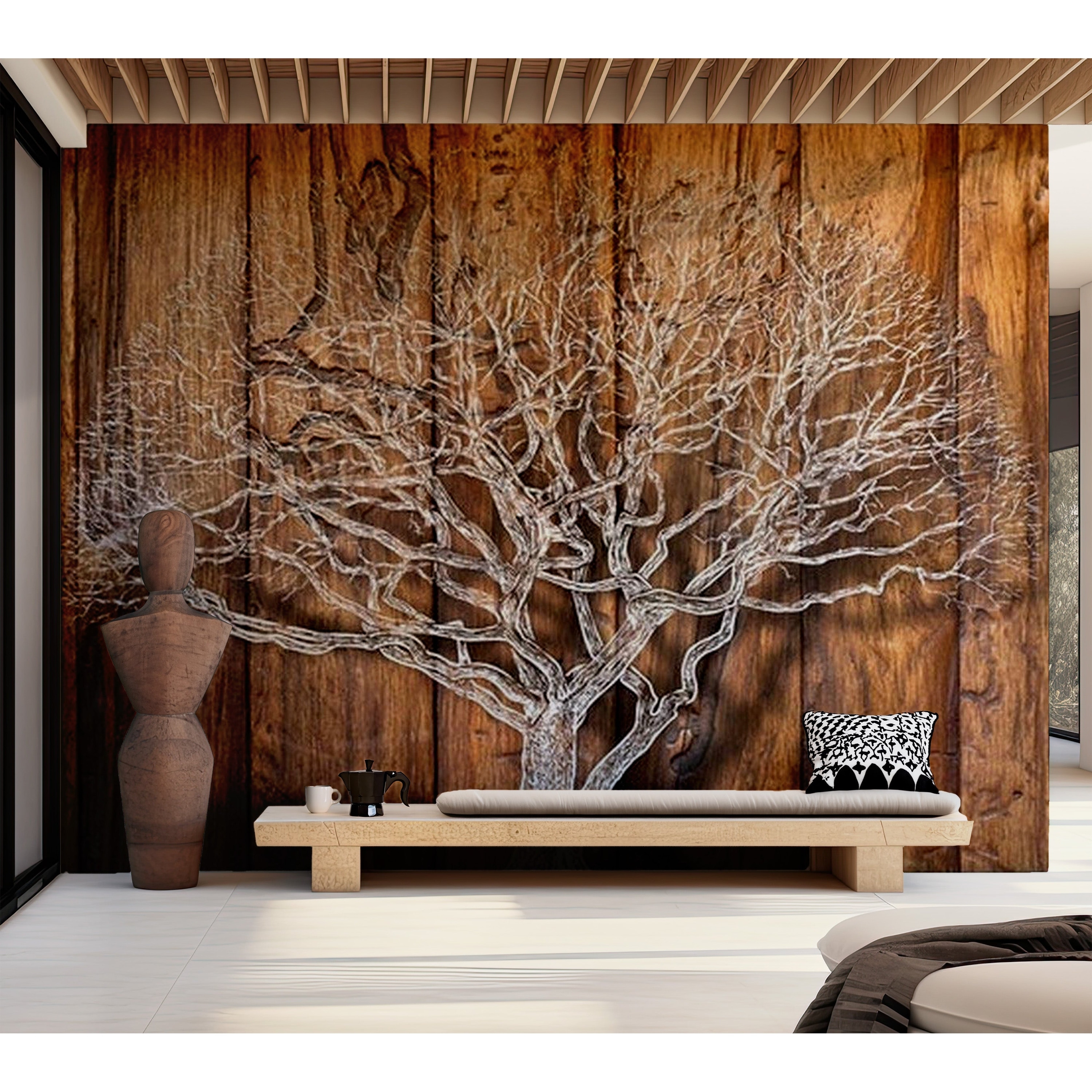 embossed tree wallpaper