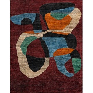 Ahgly Company Machine Washable Abstract Red Area Rugs - Bed Bath ...