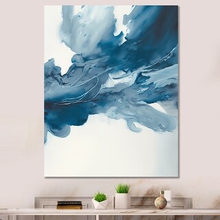 Designart 'Imperial Blue Solitude VI' Abstract Liquid Ink Metal Wall ...