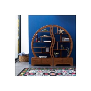 OROA Sphere Bi Ying Yang Solid Teak Bookcase - Bed Bath & Beyond - 36293234