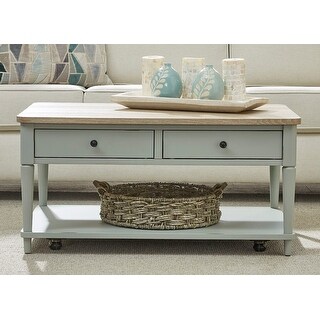 The Gray Barn Cottage Blue and Natural Wood Coffee Table with Drawers ...