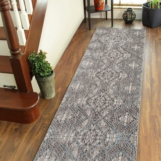 Savannah Lynn Aqua Blue/Brown Polyester Area Rug - Bed Bath & Beyond ...