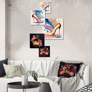 Designart "Pink And Blue Art Deco High Heel Shoes I" Fashion Shoes ...