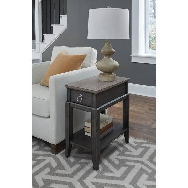 Gracewood Hollow Two-Tone Gray Wood Chairside Table with Drawer - Bed ...