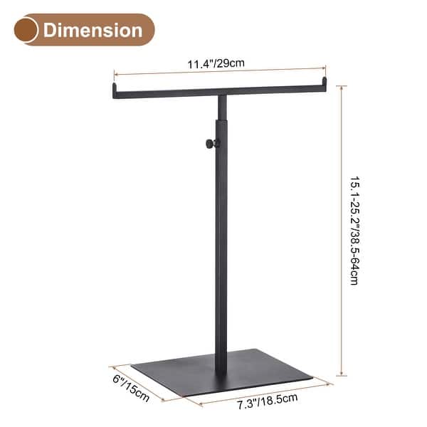 Purse Display Stand T Shaped Metal Adjustable Handbag Rack - Black ...