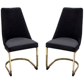 Jima 22 Inch Cantilever Dining Chair, Set of 2, Black Velvet, Gold Base ...
