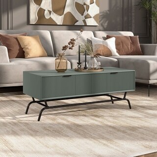 DH BASIC Modern 42-inch 2-Drawers Coffee Table with Metal Legs by ...