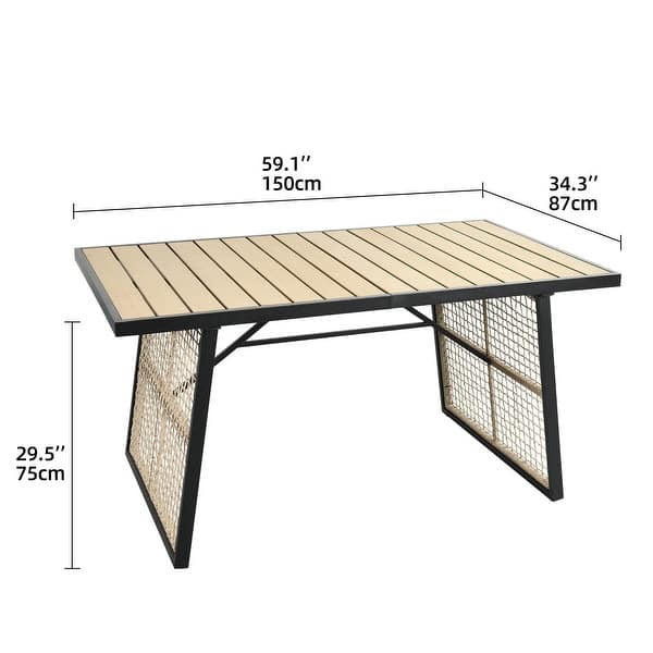 Moasis Faux Wood Tabletop Outdoor Rectangular Patio Dining Table for 4 ...