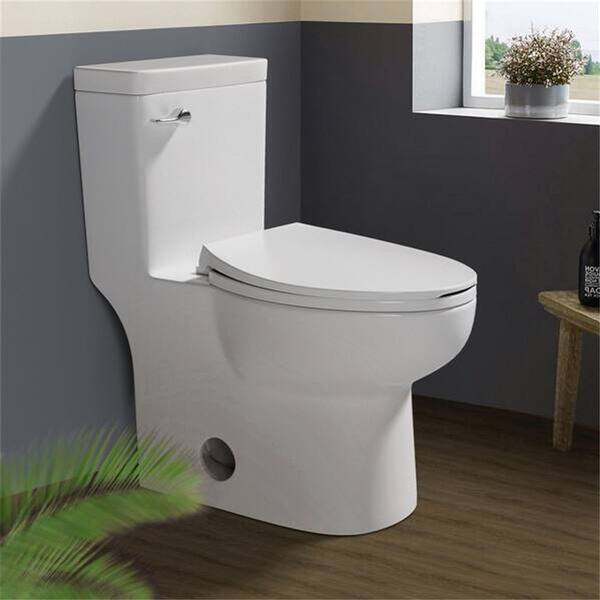 One-Piece Toilet Siphon Jet Dual Flushing with Toilet Seat - Bed Bath ...