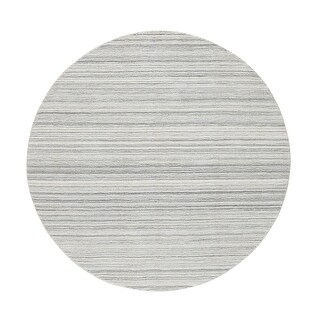 Shahbanu Rugs Platinum Gray and Cream Plain Hand Loomed Undyed Natural ...