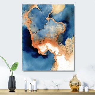 Designart "Blue and Beige Marble Clouds III" Fractals Metal Wall Decor ...