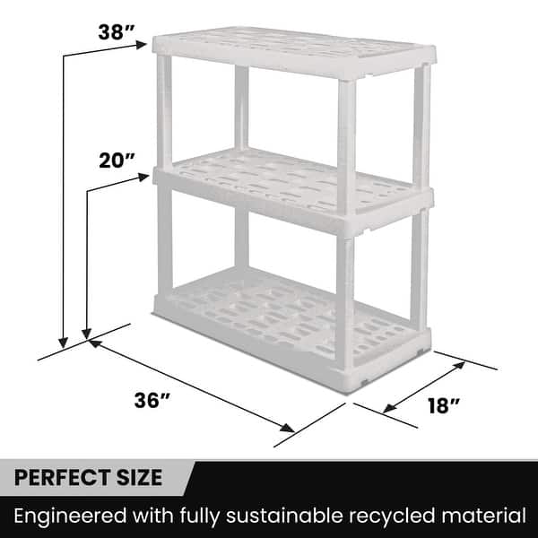 Oskar Large 3-Tier Interlocking Shelving Unit, 18 X 36 X 38", white ...