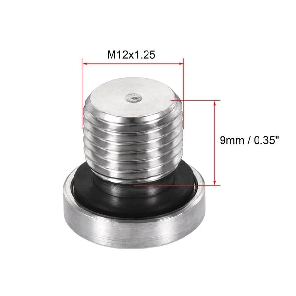 Stainless Steel Inner Hex Head M12x1.25 Pipe Fitting Plug w Seal Ring ...