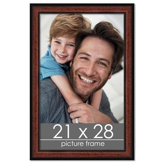 21x28 Traditional Mahogany Complete Wood Picture Frame with UV Acrylic ...