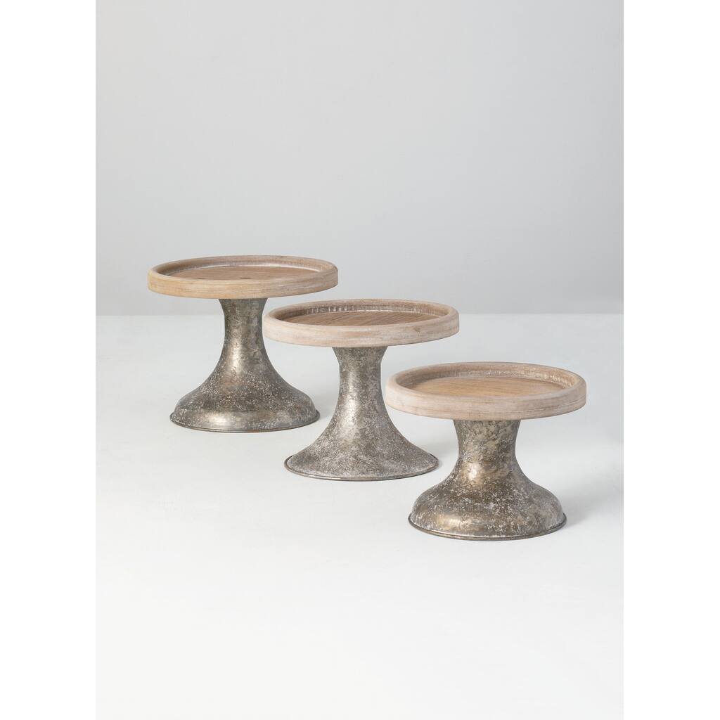 Sullivans Set of 3 Serving Stands 8.25"H, 7.5"H & 6.25"H Brown ...