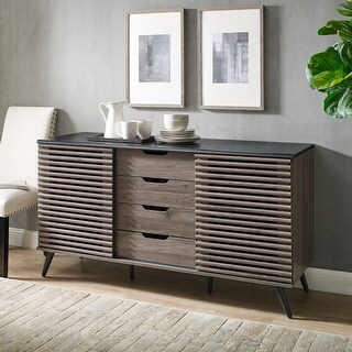 Modern Two Toned Sliding Slat Door Sideboard, Ebony and Slate Grey ...