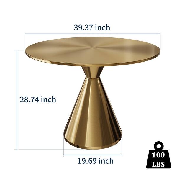 Clihome Modern Round Stainless Steel Golden Dining Table - Bed Bath ...