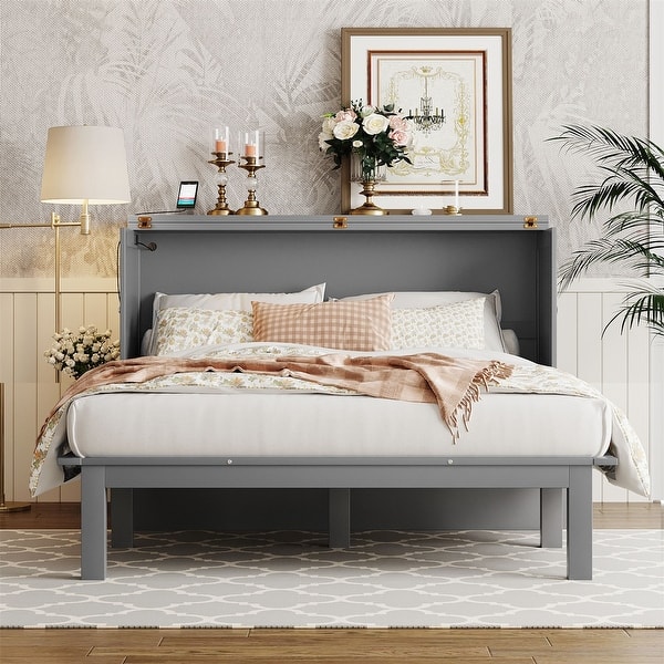 Merax Queen/Full Murphy Bed with USB Port and removable Shelves - Bed ...