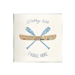 Stupell Worry Less Paddle More Canoe Boat Typography Wood Wall Art ...