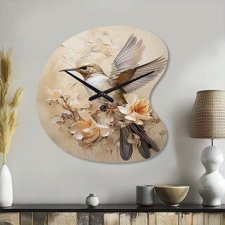 Designart - Fluttering Floral Hummingbird I - Hummingbird Wall Clocks ...