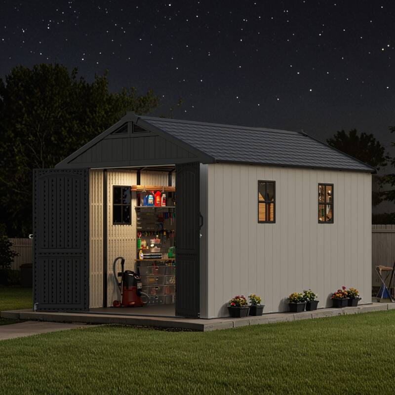 Patiowell 8' x 6' / 8' x 8' / 8' x 10 '/ 8' x 12' Plastic Outdoor Shed ...