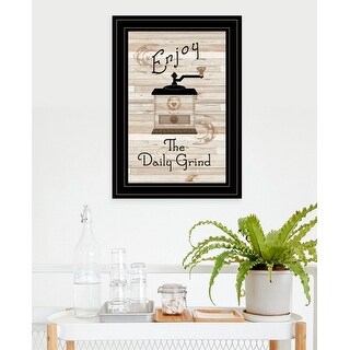 TrendyDecor4U Farmhouse "Enjoy the Daily Grind" Framed Print Wall Art ...