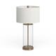 Reeves Cylindrical Clear Glass & Antique Brass Table Lamp with Linen ...