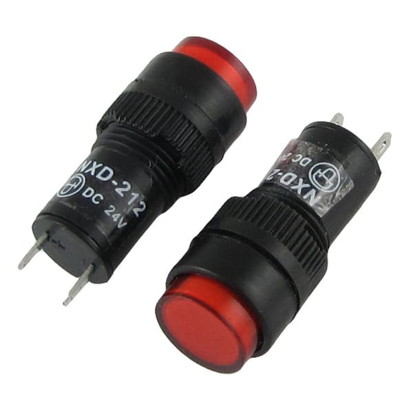 10 Pcs Red DC 24V 12mm Indicator Pilot Signal Light Lamp - Red Black ...
