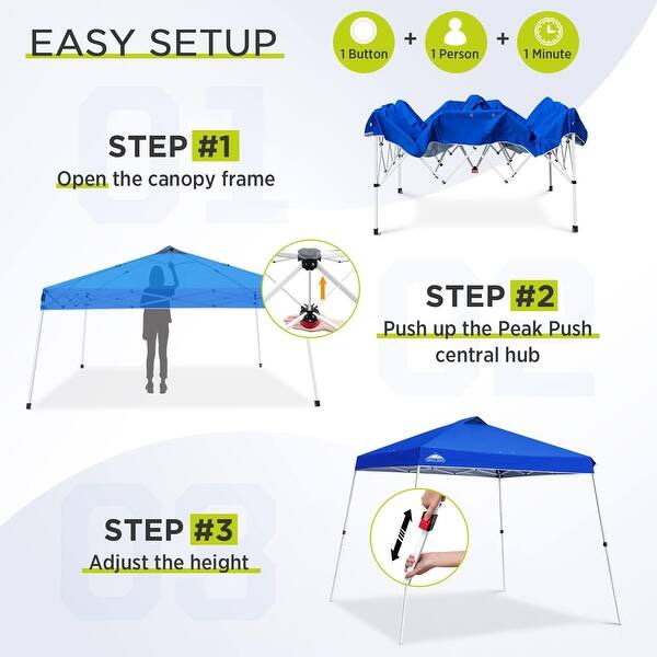 EAGLE PEAK 11x11 Slant Leg Pop Up Canopy Tent Instant Canopy Easy ...