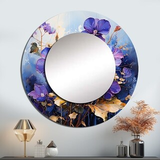 Designart "Wild Expression" Violets Living Room Mirror - purple ...