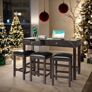 Neoclassical Style Dining Table Set for 3 Counter Height Kitchen ...