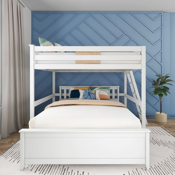 Max and Lily L-Shaped Full over Queen Bunk Bed with Ladder on End - On ...