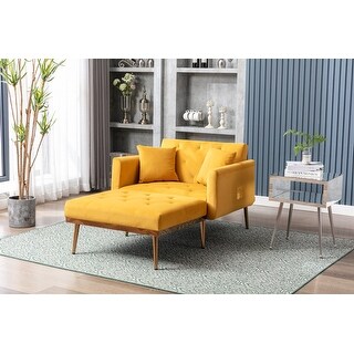 Velvet Chaise Lounges, Modern Tufted 2 in 1 Chaise Lounge Chair Indoor ...
