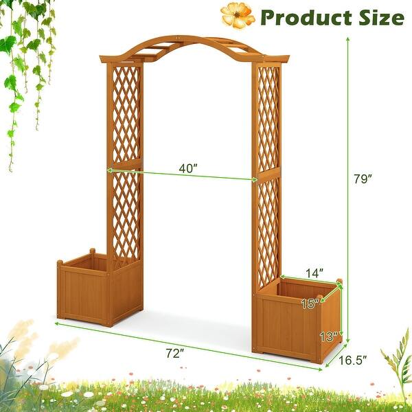 Gymax Garden Arbor with Planter Wooden Planter Arch with Trellis - Bed ...