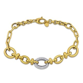 Miadora 3/8ct TGW Cubic Zirconia Oval Rectangle Rolo Link Bracelet Two ...