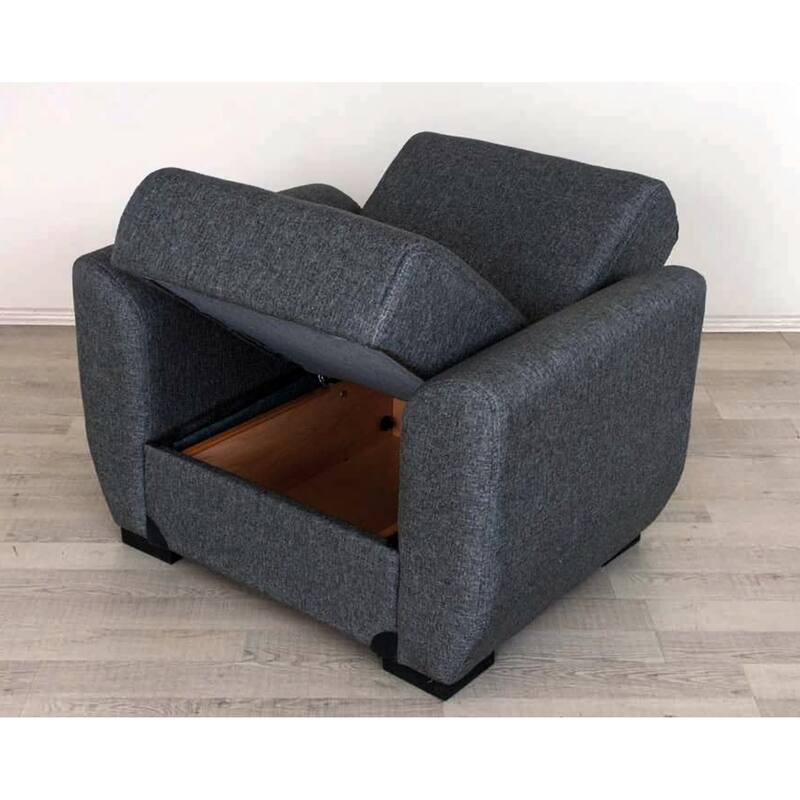 Lancaster Grey Fabric Convertible Arm Chair with Storage - Overstock ...
