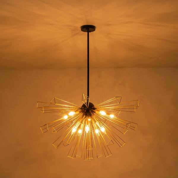 10-Light Modern Glam Gold Sputnik Starburst Firework Island Pendant ...