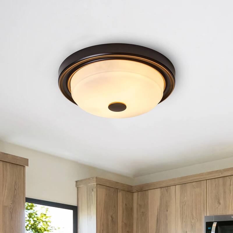 Vintage Black Flush Mount Simple Drum Dimmable Ceiling Light - Bed Bath ...