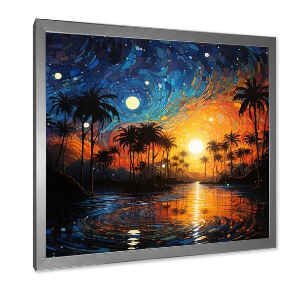 Designart "Palm Trees Tropical Pointillism I" Landscapes Framed Wall ...