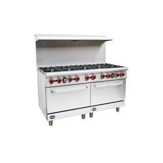 Commercial 10 Burner Double Oven Gas Range in Stainless Steel - Bed ...