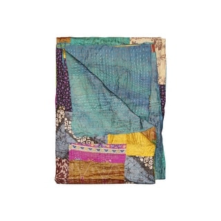 HomeRoots 50" X 70" Green and White Quilted Cotton Patchwork Throw ...