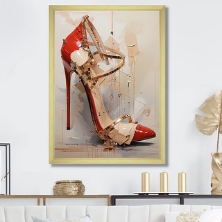 Designart "Chic Fashion Heel" Fashion High Heels Framed Wall Decor ...