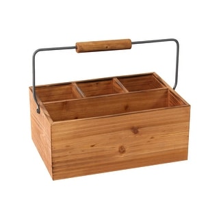 Stratton Home Decor Farmhouse Natural Wood Portable Storage Caddy with ...